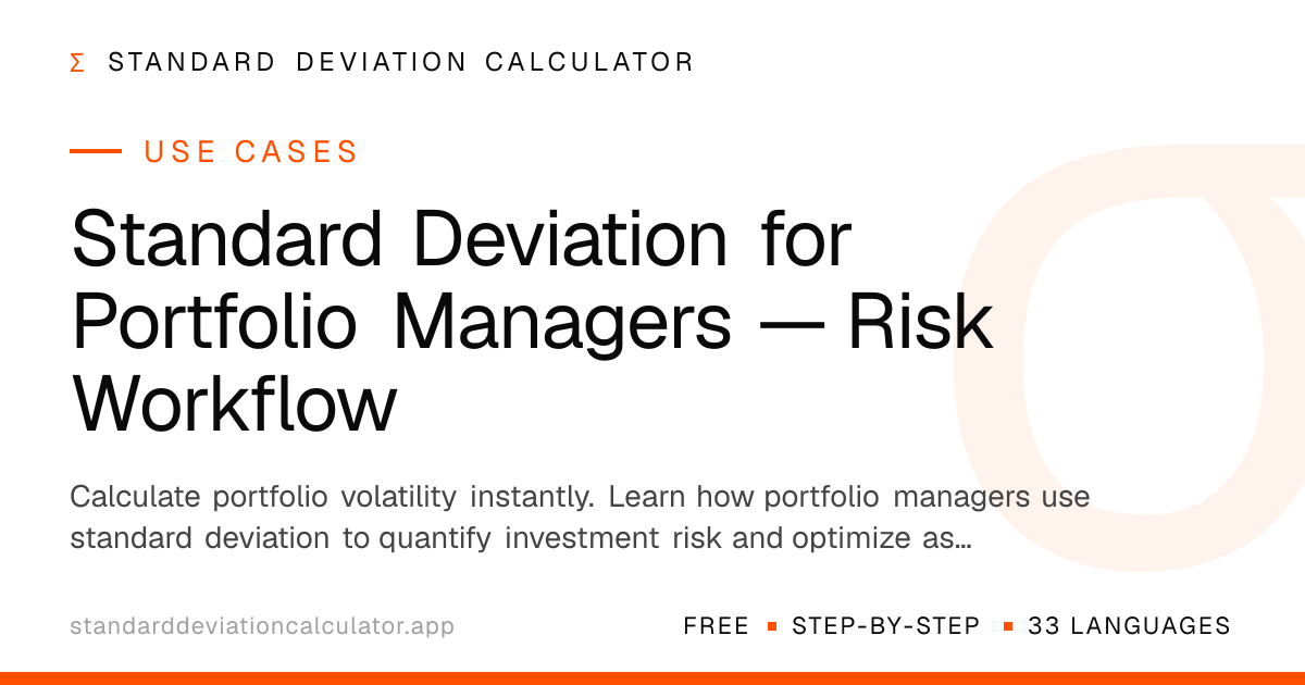 Standard Deviation for Portfolio Managers — Risk Workflow | Standard ...