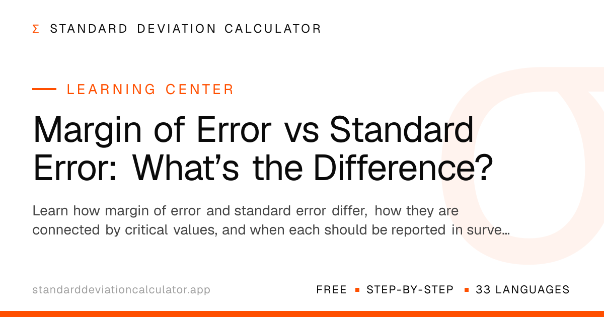 Margin of Error vs Standard Error: What’s the Difference? | Standard ...