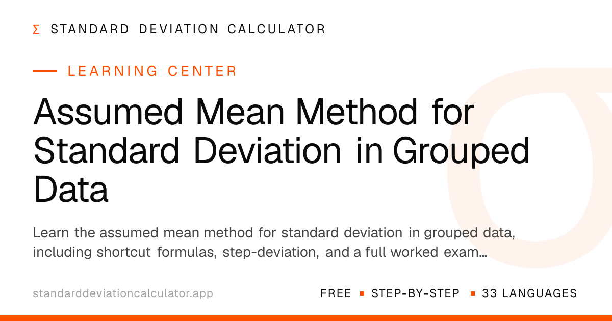 Assumed Mean Method for Standard Deviation in Grouped Data | Standard ...